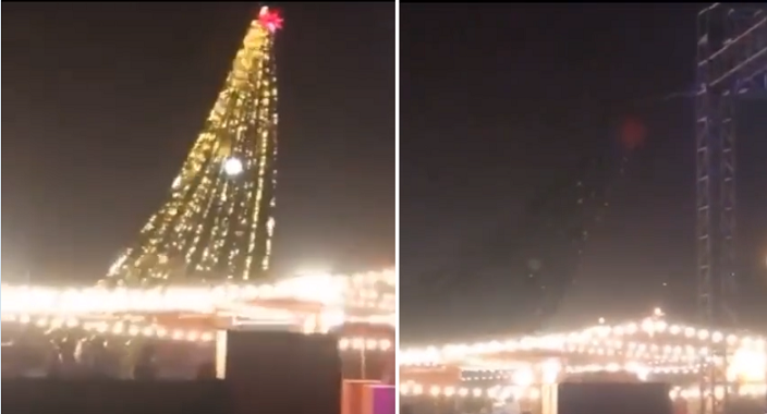 Gəncədə külək nəhəng "yolka"nı aşırdı - VİDEO - Turkustan.az